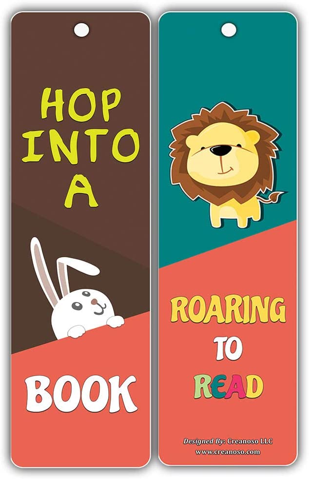 Creanoso Animal Good Reading Habit Bookmarks (60-Pack) + 5 Sheet Stick