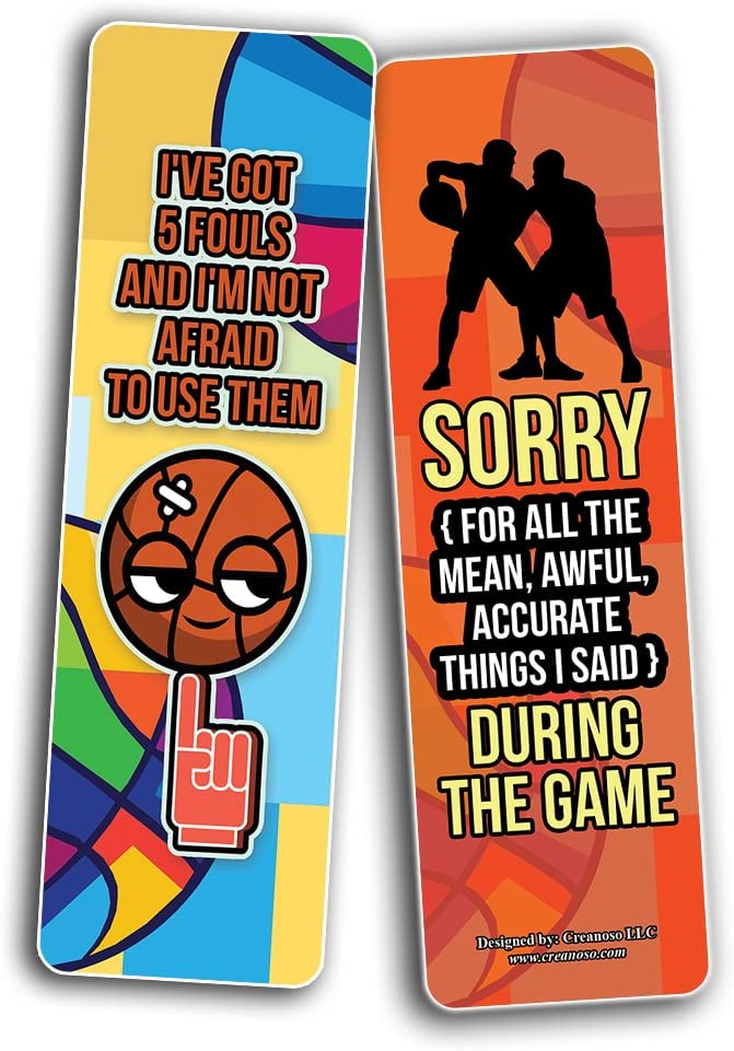 Funny Basketball Bookmarks (10-Sets X 6 Cards) – Creanoso