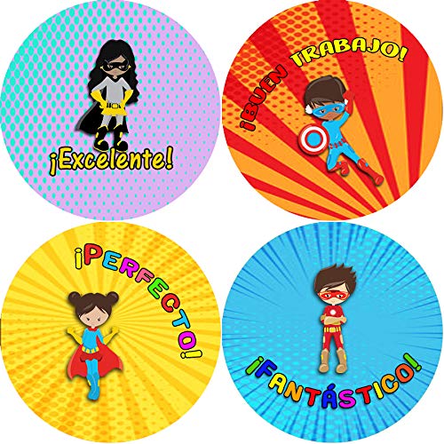 Creanoso Spanish Superhero Reward Stickers (10-Sheet) - Perfect Teache