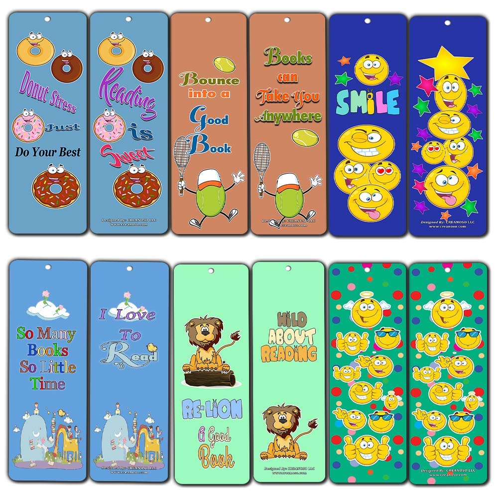 Creanoso Emoji Bookmarks Cards (60-Pack)- Smiley Face Emoticon Bookmar