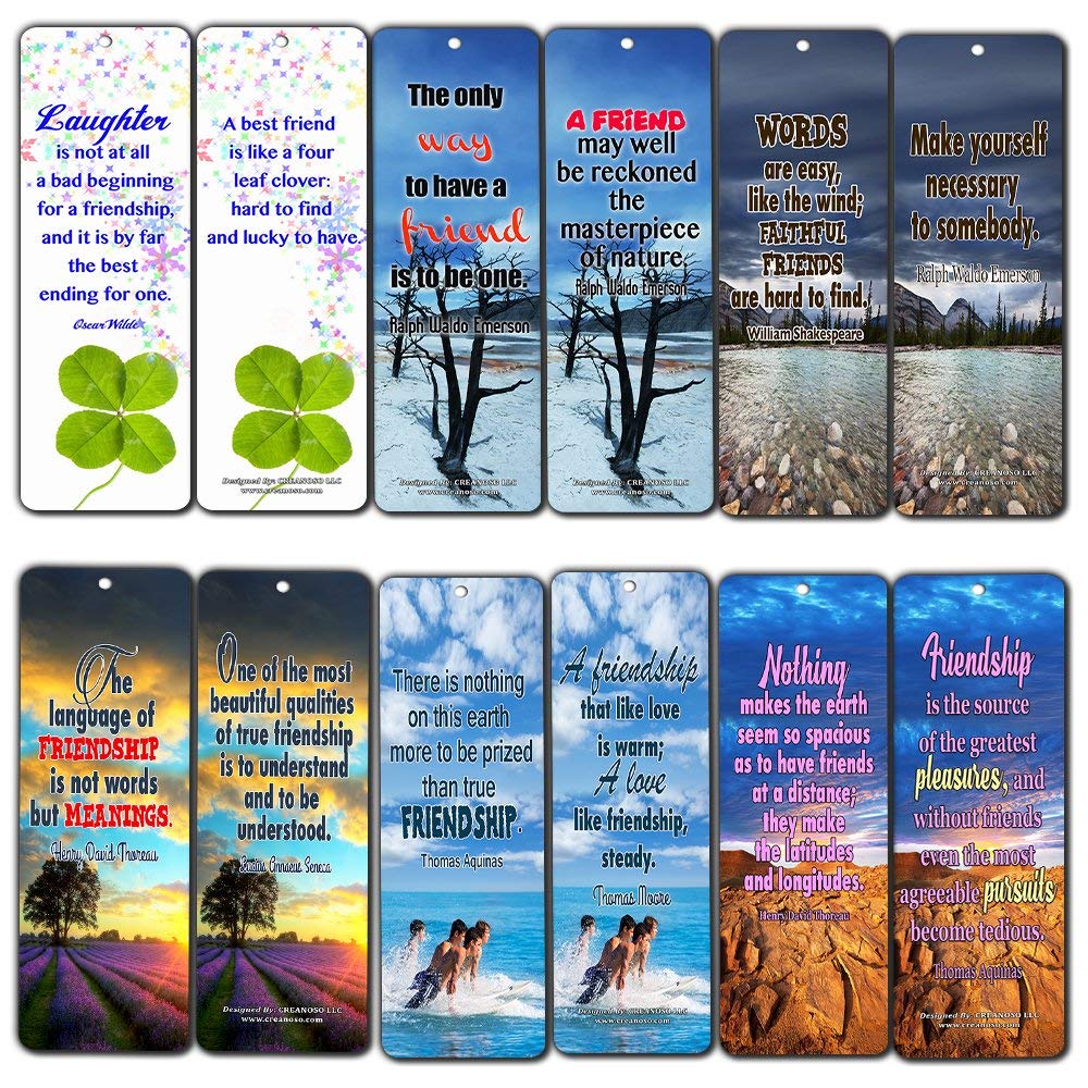Creanoso Friendship Quotes Bookmarks Cards (60-Pack) - Friendship Gift