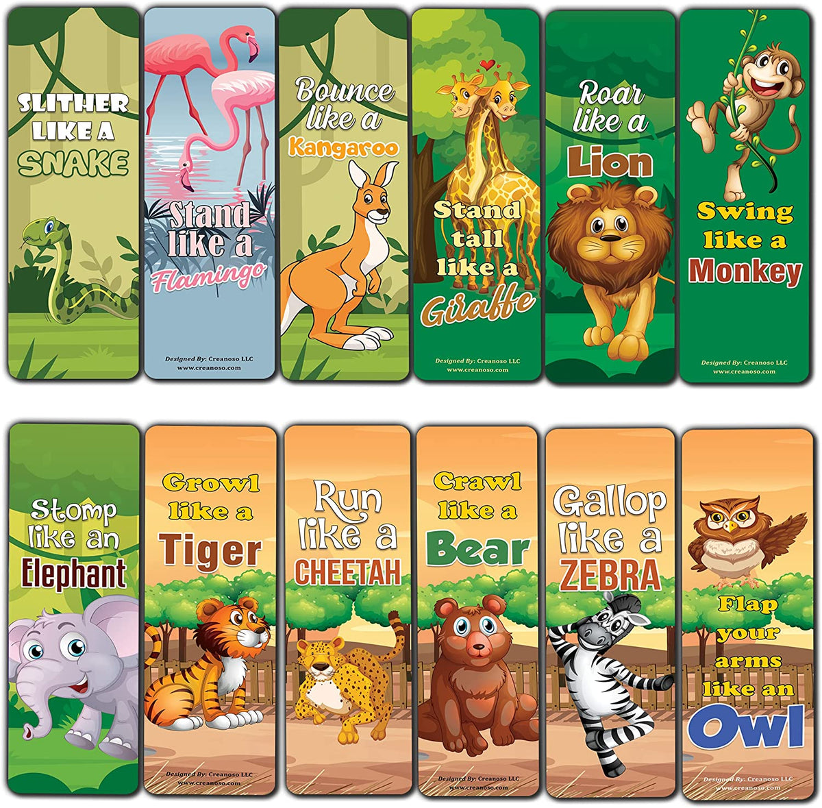 Safari Animals Bookmarks - Series 2 (2-Sets X 6 Cards) – Creanoso