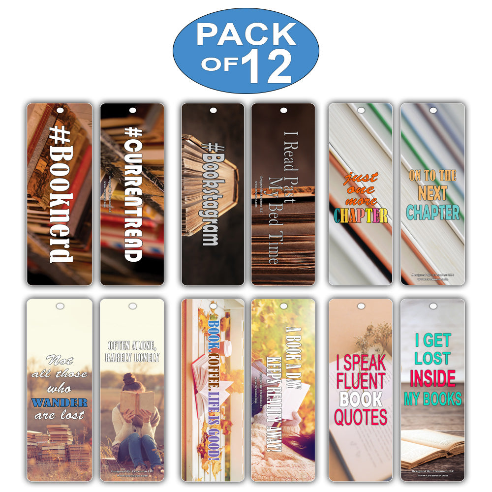 Creanoso Reading Sayings Booknerd Bookmarks (12-Pack) - Encouragement