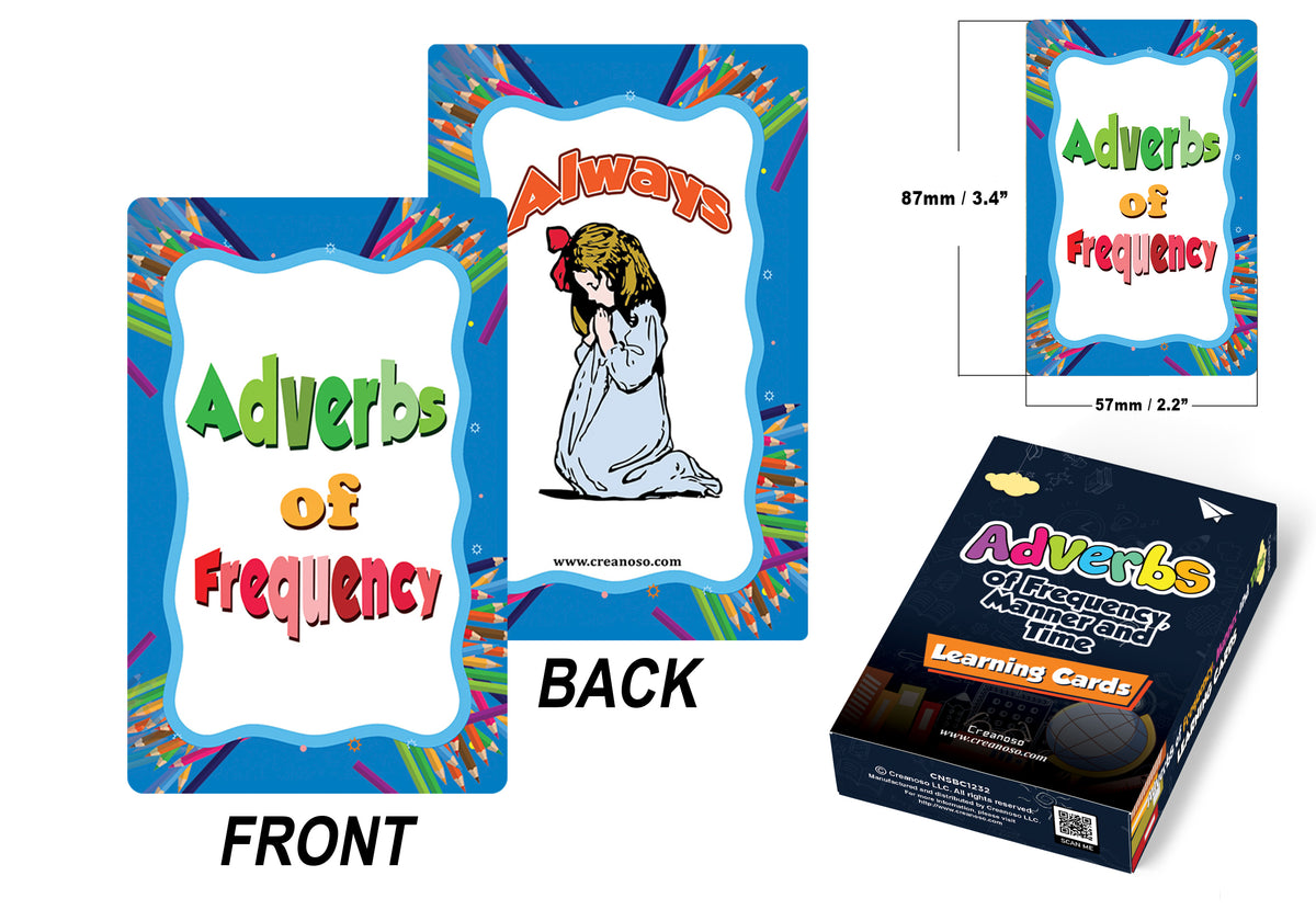Adverbs of Frequency, Manner and Time Learning Cards (1-Deck X 54 Card ...