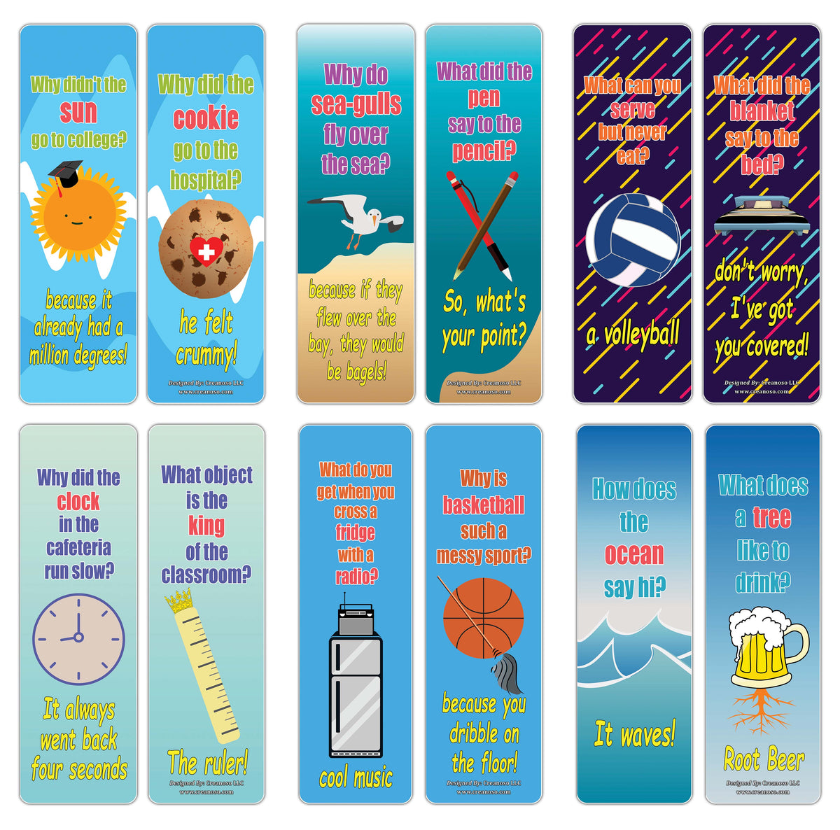 Creanoso Funny Jokes Series 4 Bookmarks for Kids - Hilariously Silly a