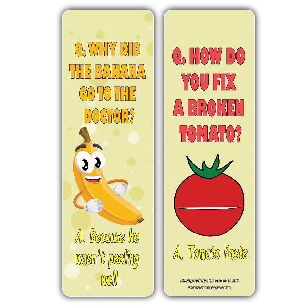 Creanoso Funny Fruit and Veggies Lunch Jokes Bookmarks for Kids ÃƒÂ¢Ã¢