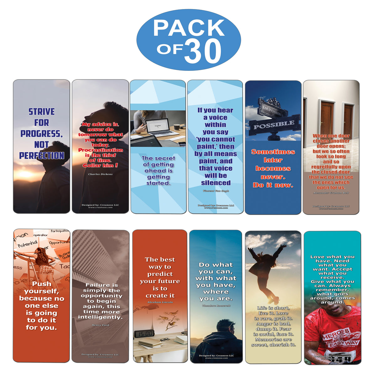 Creanoso Inspiring Bookmarks for Students Motivational Theme Awesome B