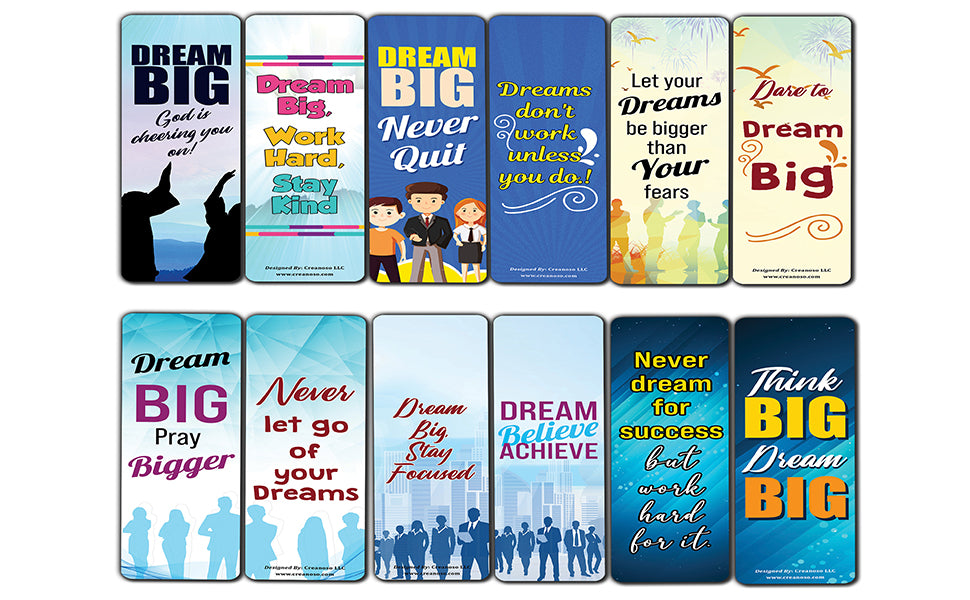 Creanoso Dream Big Inspirational Bookmarks (2-Sets X 6 Cards) â€“ Dail