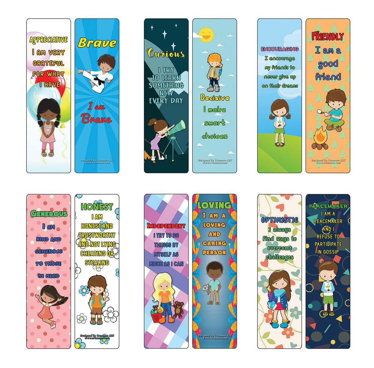 Positive Affirmation Cards Powerful Character Traits Bookmarks Series ...