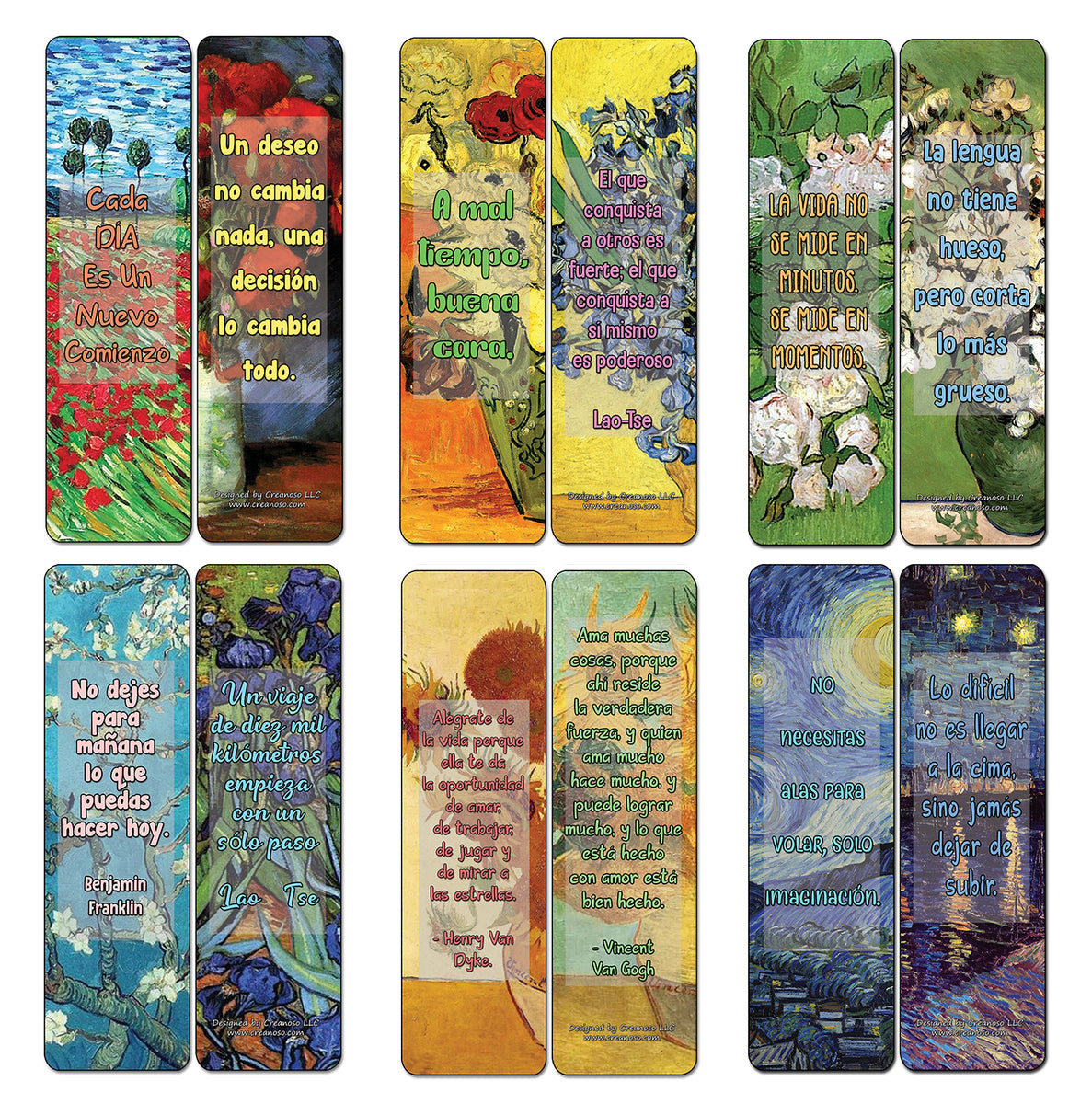 Creanoso Spanish Wisdom Quotes Bookmarks - Premium Quality Gift Set wi