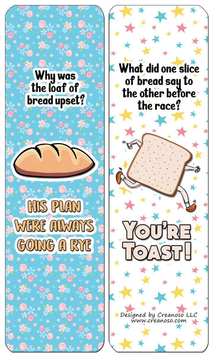 Creanoso Funny Bread Puns Bookmarks (30-Pack) - Classroom Reward Incen