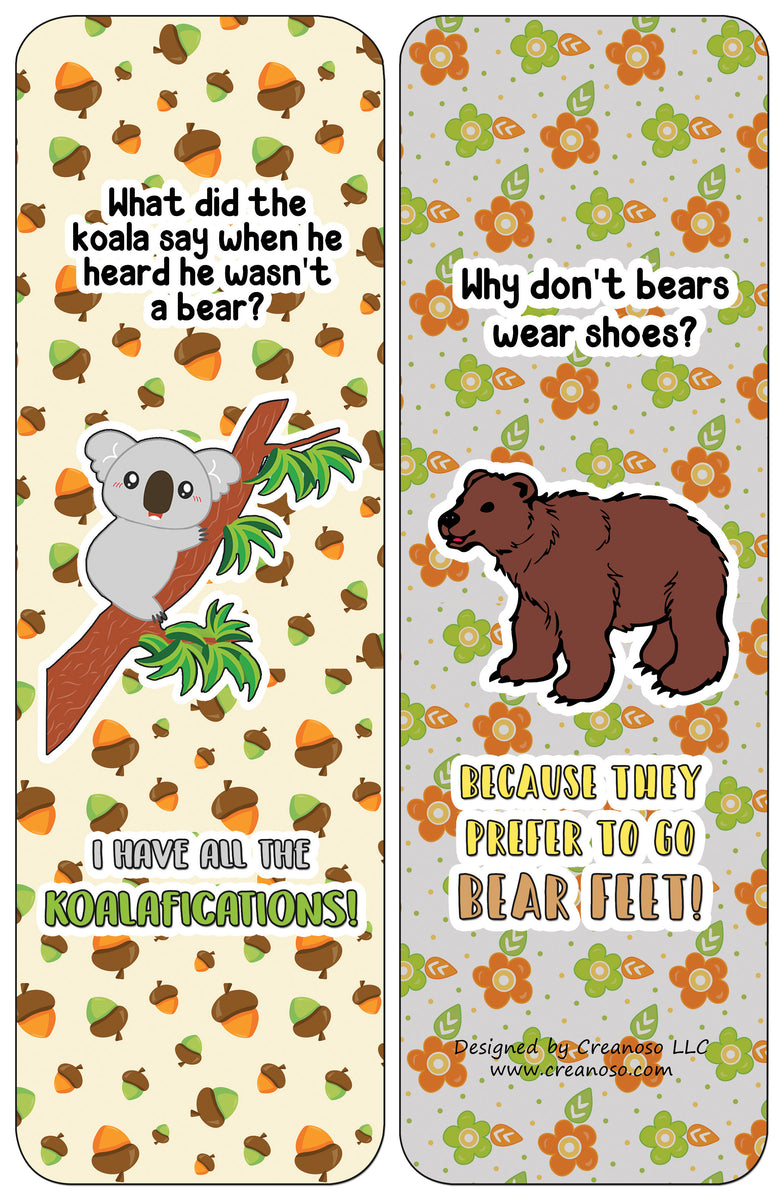 Creanoso Funny Bookmarks Cards - Animal Puns (60-Pack) - Premium Quali