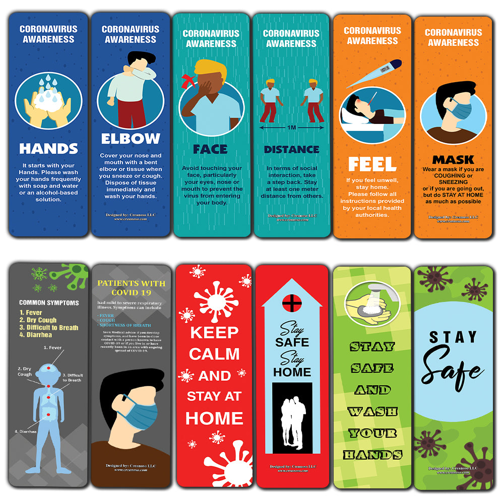 Coronavirus Awareness Bookmarks Cards (12-Pack) – Creanoso