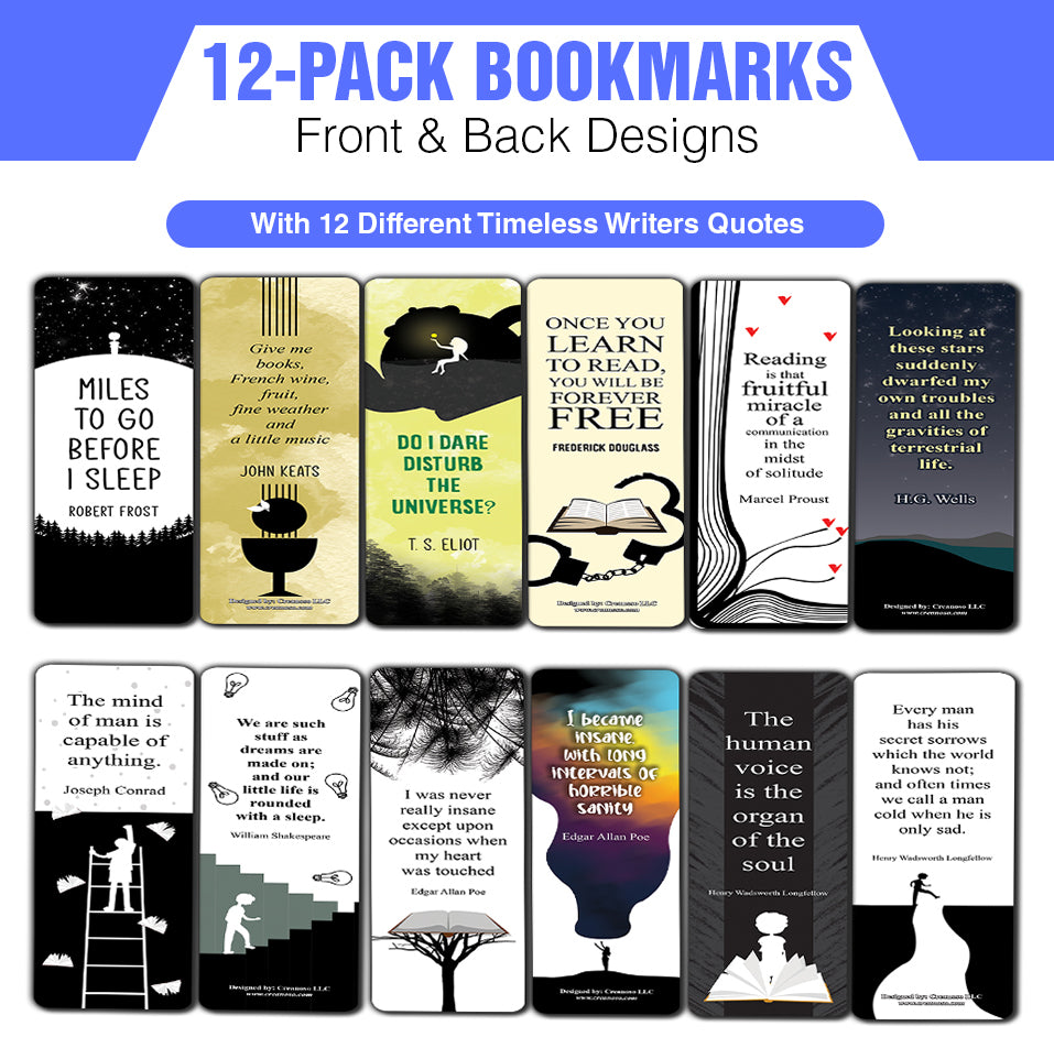 Timeless Writers Quotes Literary Bookmarks Cards (12-Pack) – Creanoso