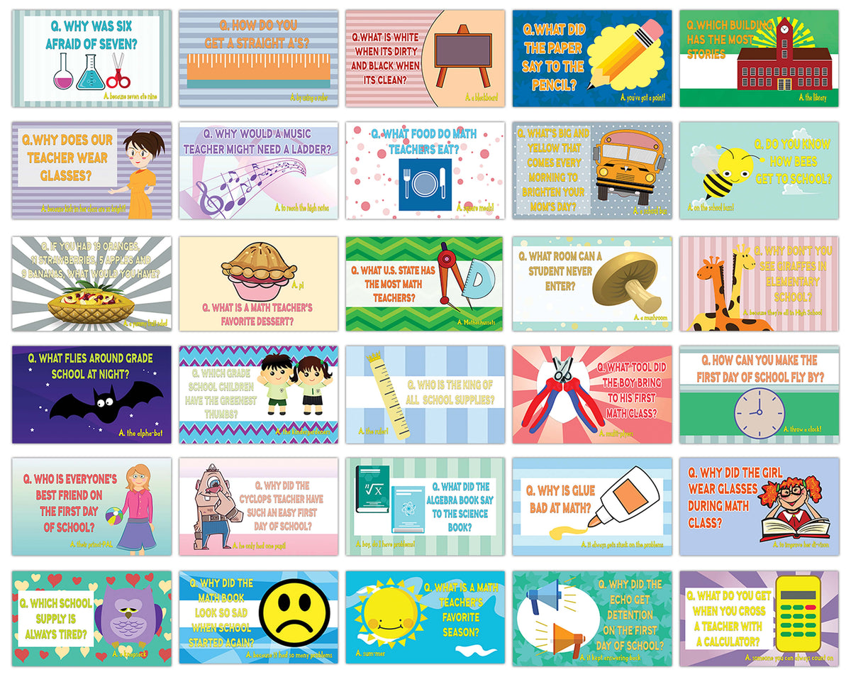 Creanoso Back to School Lunchbox Note Cards - Funny Jokes Flashcards