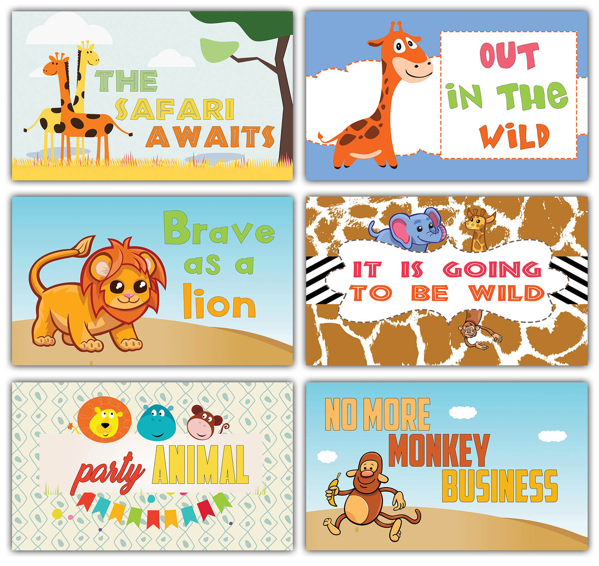 Creanoso Wild Animals Safari Cute Sayings Flashcards - Inspiring Schoo