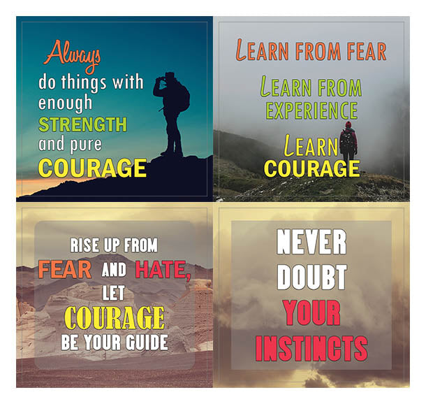 Creanoso Inspirational Courage Quotes Stickers (10-Sheet) Ã¢â‚¬â€œ Pre