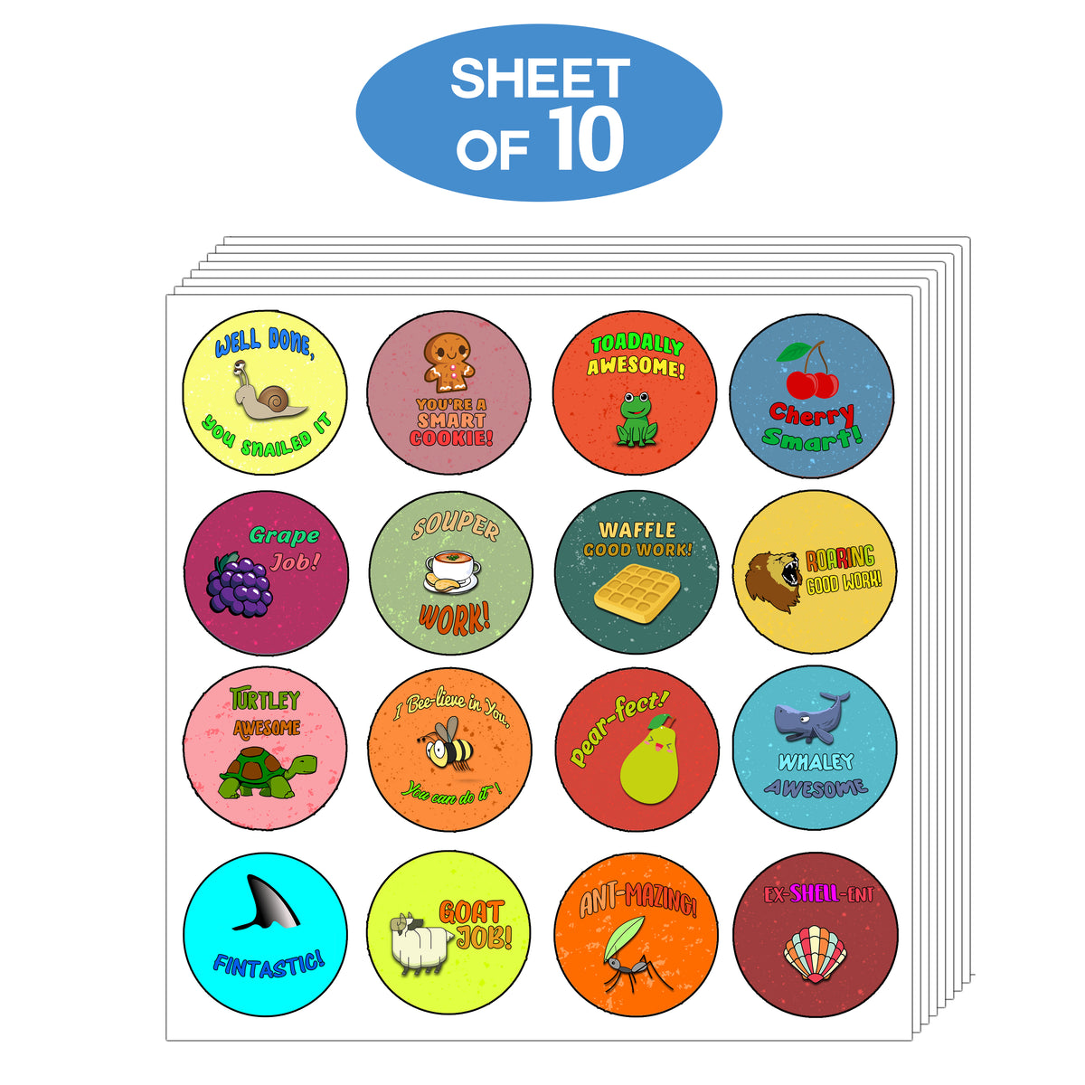 Creanoso Motivational Puns Praise Rewards Stickers - Premium Gift Set