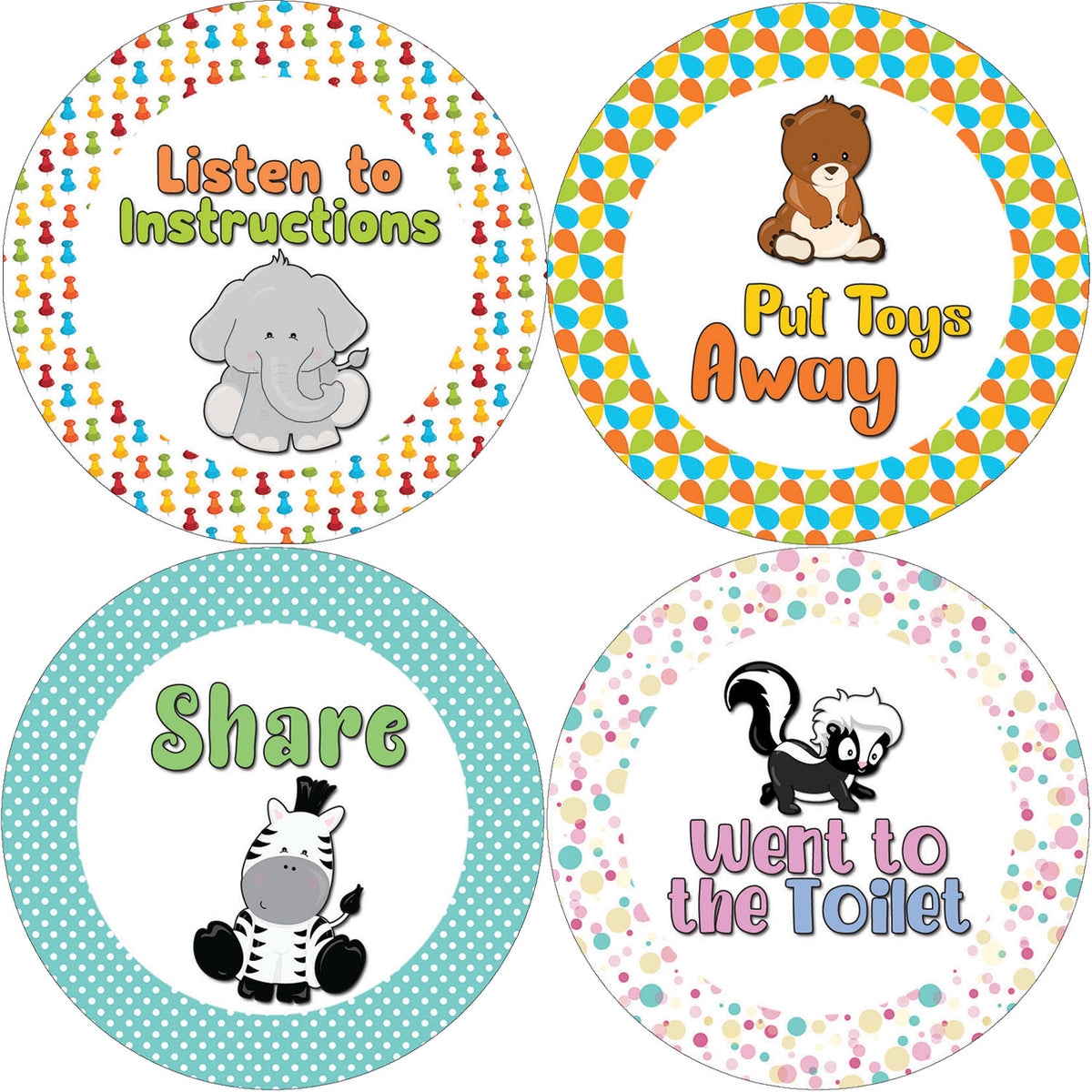 Creanoso Cute Toddler Rewards Stickers (10-Sheet) - Animal Designs for