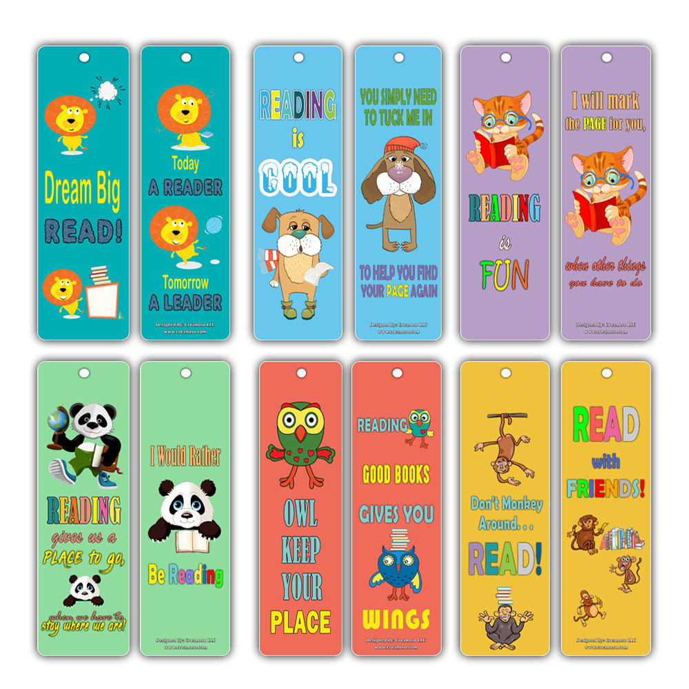 Cute Animal Bookmarks Cards for Kids (60 Pack) - Lion Dog Cat Panda Ow ...