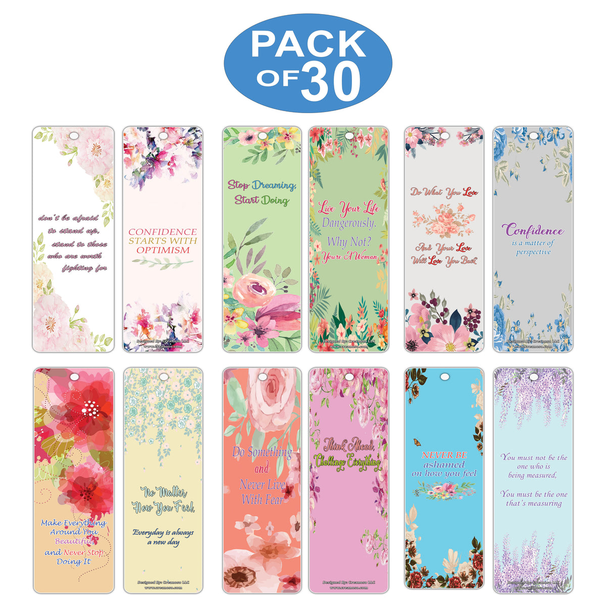 Creanoso Inspiring Inspirational Positive Quotes Bookmarks (30-Pack) Ã