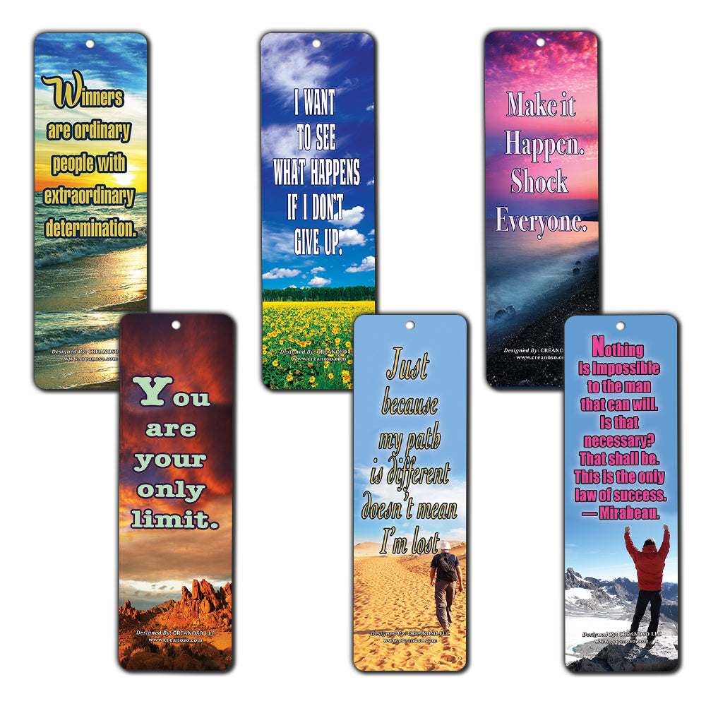 Creanoso Success Inspirational Quotes Bookmarks (60-Pack)- Never Give