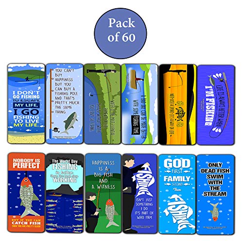 Creanoso Fishing Sayings Bookmarks (60-Pack) ÃƒÂ¢Ã¢â€šÂ¬Ã¢â‚¬Å“ Bookma