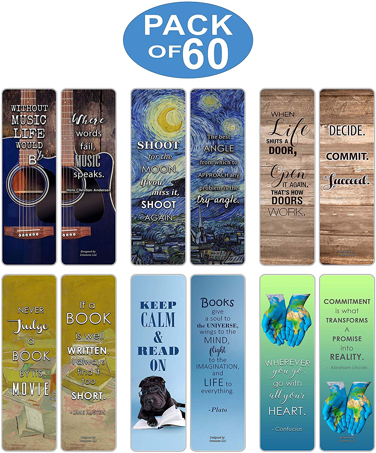 Creanoso Inspirational Bookmarks for Books Positive Wisdom Assorted In