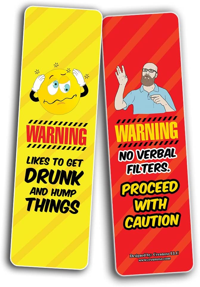 Funny Warning Labels for Human Bookmarks (10-Sets X 6 Cards) – Creanoso