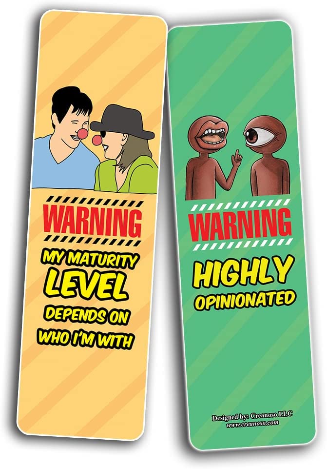 Funny Warning Labels for Human Bookmarks (10-Sets X 6 Cards) – Creanoso