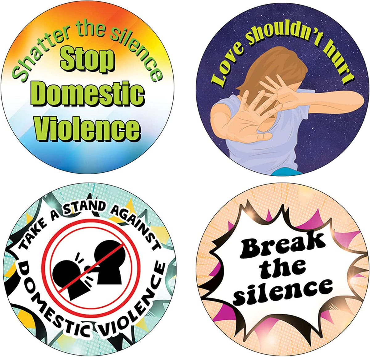 Domestic Violence Stickers (10 Sets X 16 Designs) – Creanoso
