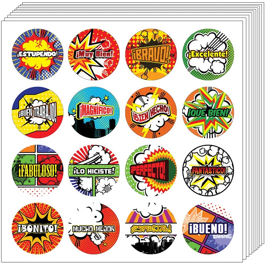Creanoso Spanish Comic Praise Stickers (10-Sheet) â€“ Awesome Stocking