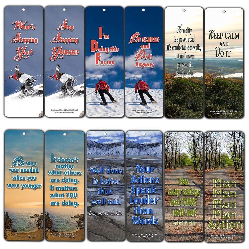 Creanoso Action Inspirational Bookmarks (60-Pack) - Inspiring Motivati