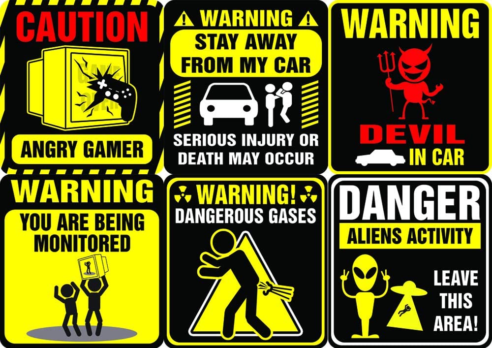 Funny warning signs Stickers - 12 Designs x 1 Set (12 pcs) – Creanoso