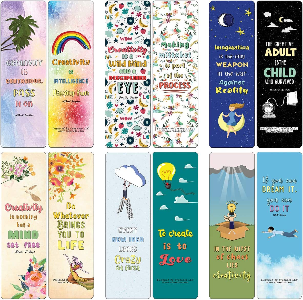 Creanoso Creativity Quotes Bookmarks (60-Pack) - Premium Quality Gift