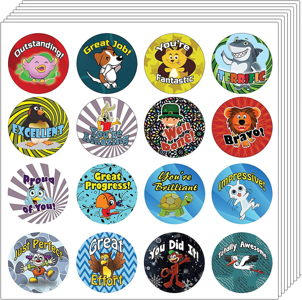Sticker Rolls 500pcs Dinosaur Stickers For Kids, Round Animal Children ...