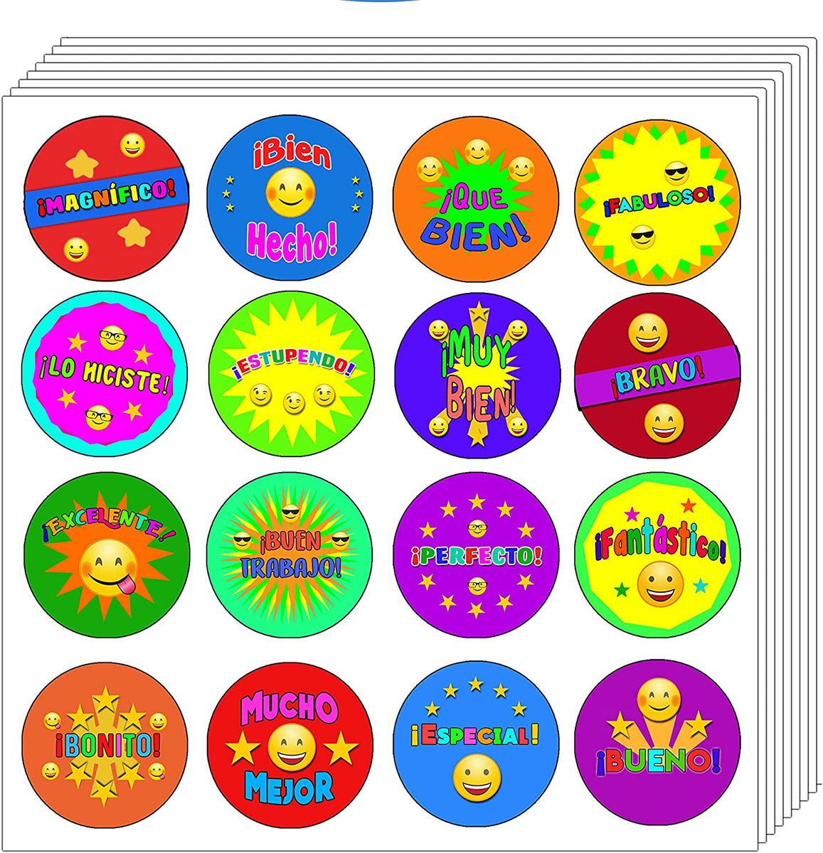Creanoso Spanish Smiley Reward Stickers (20-Sheet) - Unique Sticky Not