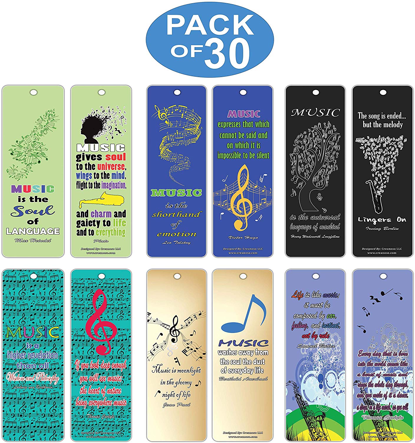 Creanoso Inspirational Quotes for Music Lovers Bookmarks Series 2 - Co