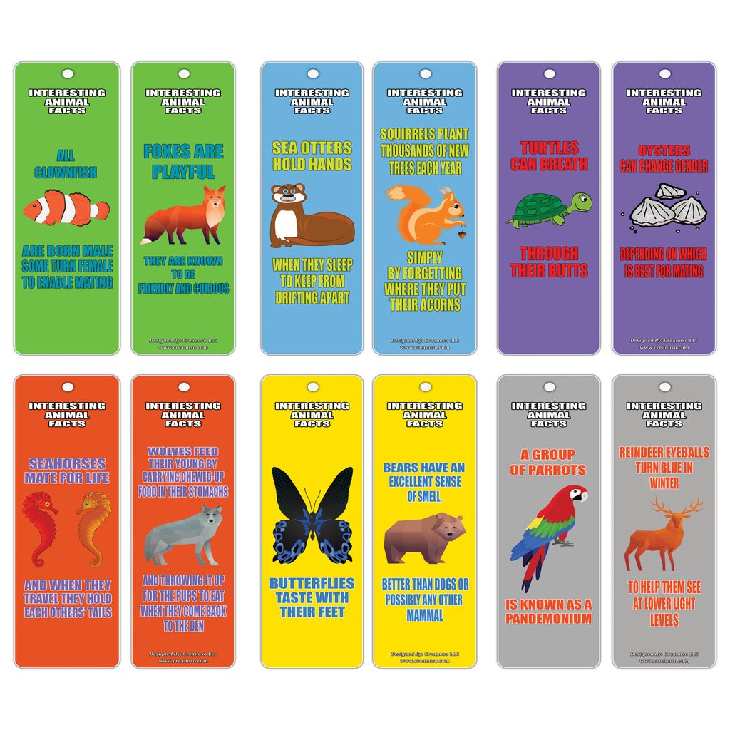 Creanoso Read and Learn About Animals Series 2 Bookmarks (60-Pack) ÃƒÆ