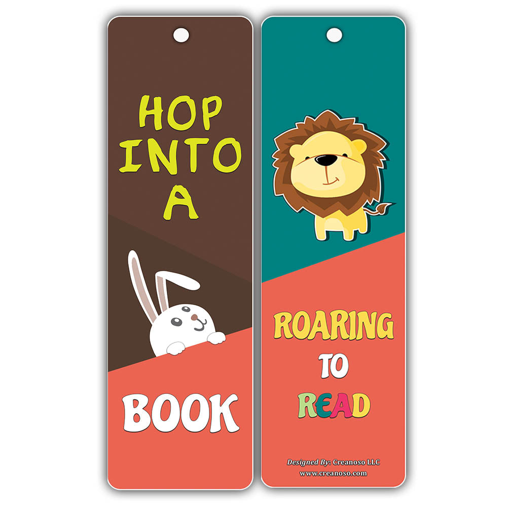 Creanoso Animal Good Reading Habit Bookmarks (12-Pack) + 1 Sheet Stick