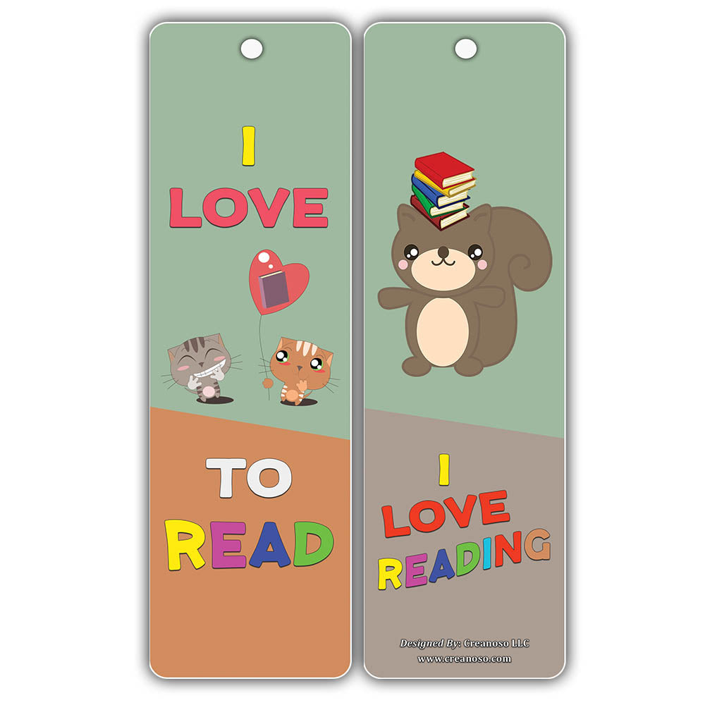 Creanoso Animal Good Reading Habit Bookmarks (12-Pack) + 1 Sheet Stick