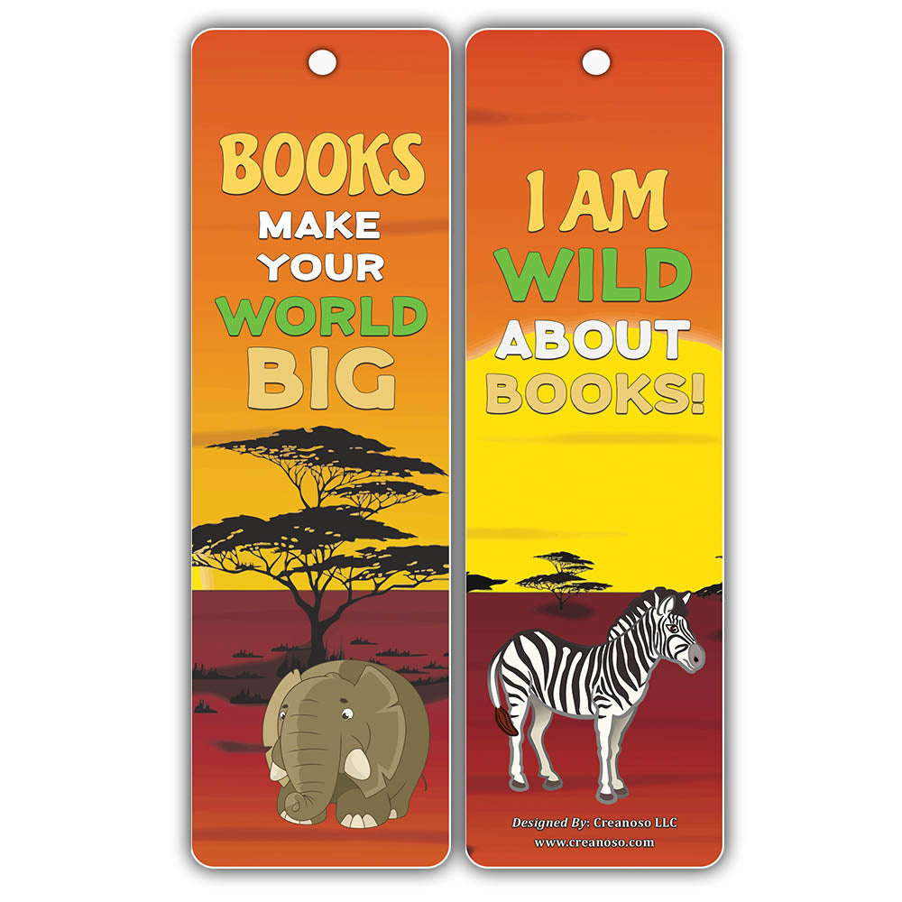 Creanoso Animal Good Reading Habit Bookmarks (12-Pack) + 1 Sheet Stick