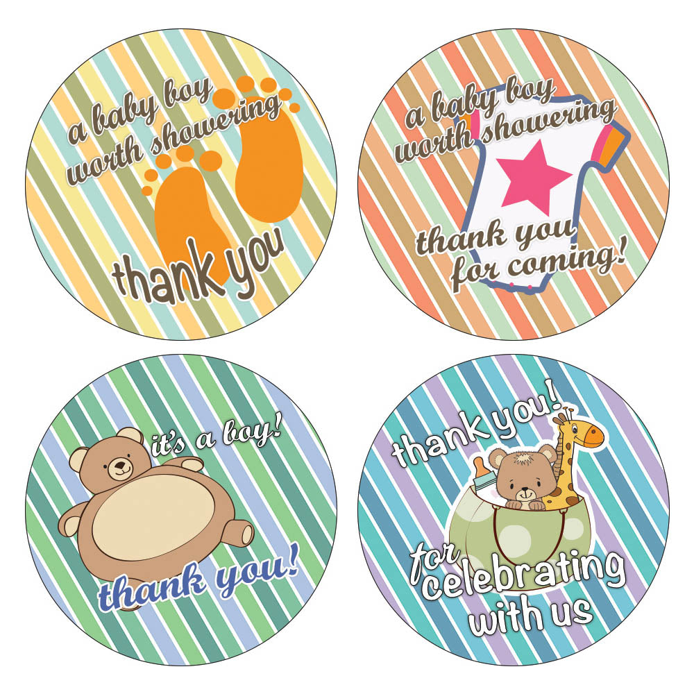 Creanoso Baby Shower Stickers for Boys (10-Sheet) Ã¢â‚¬â€œ Assorted Th
