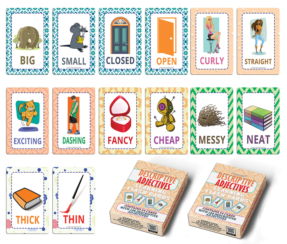 Descriptive Adjectives Learning Cards (2-Deck) – Creanoso