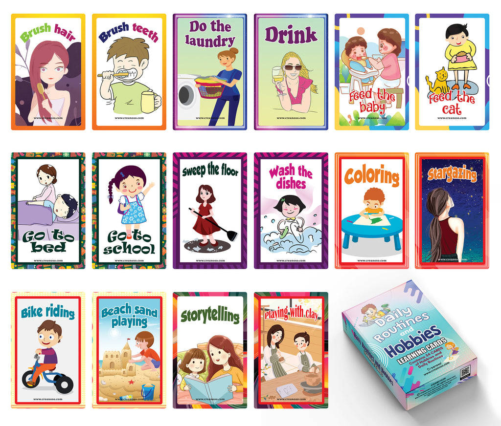 Daily Routines and Hobbies Learning Cards (1-Deck) – Creanoso