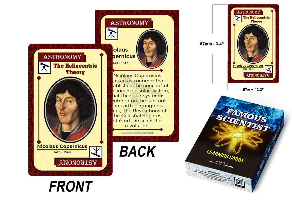 Creanoso Famous Scientists Educational Flash Cards for Kids Bulk Set