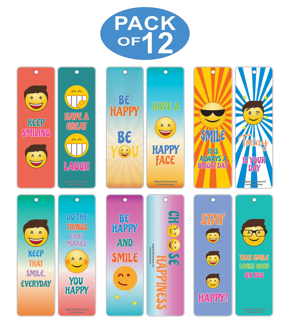 Creanoso Smiley Emoji Happy Face Bookmark Cards for Kids ÃƒÂ¢Ã¢â€šÂ¬Ã¢