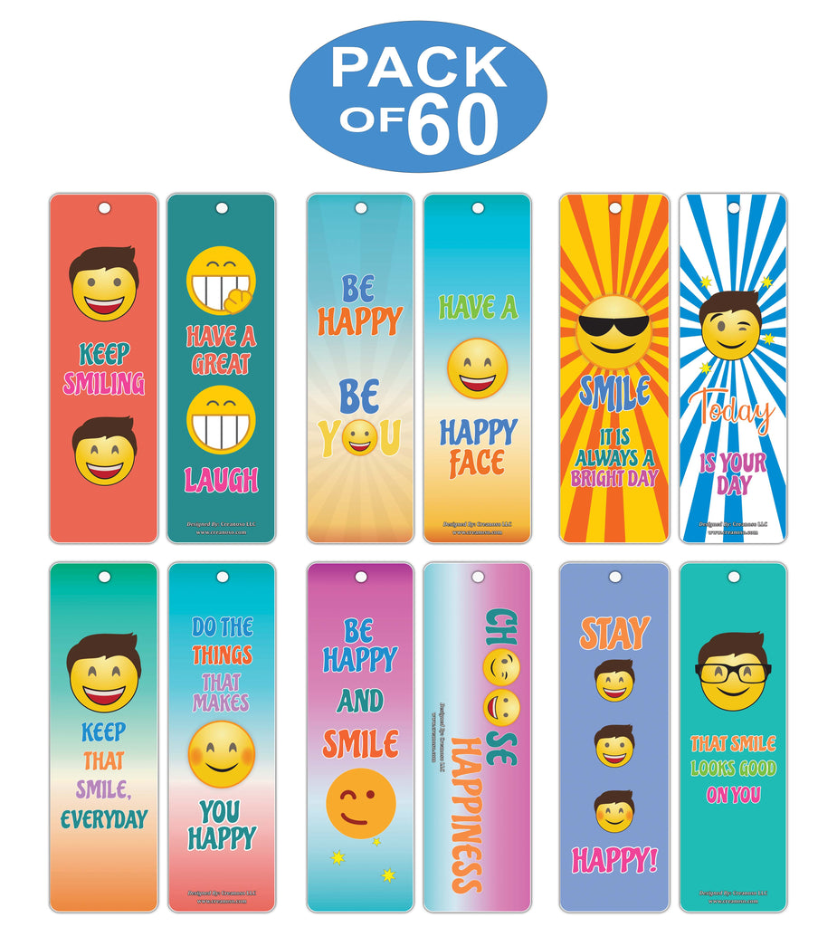 Creanoso Smiley Emoji Happy Face Bookmark Cards for Kids ÃƒÂ¢Ã¢â€šÂ¬Ã¢