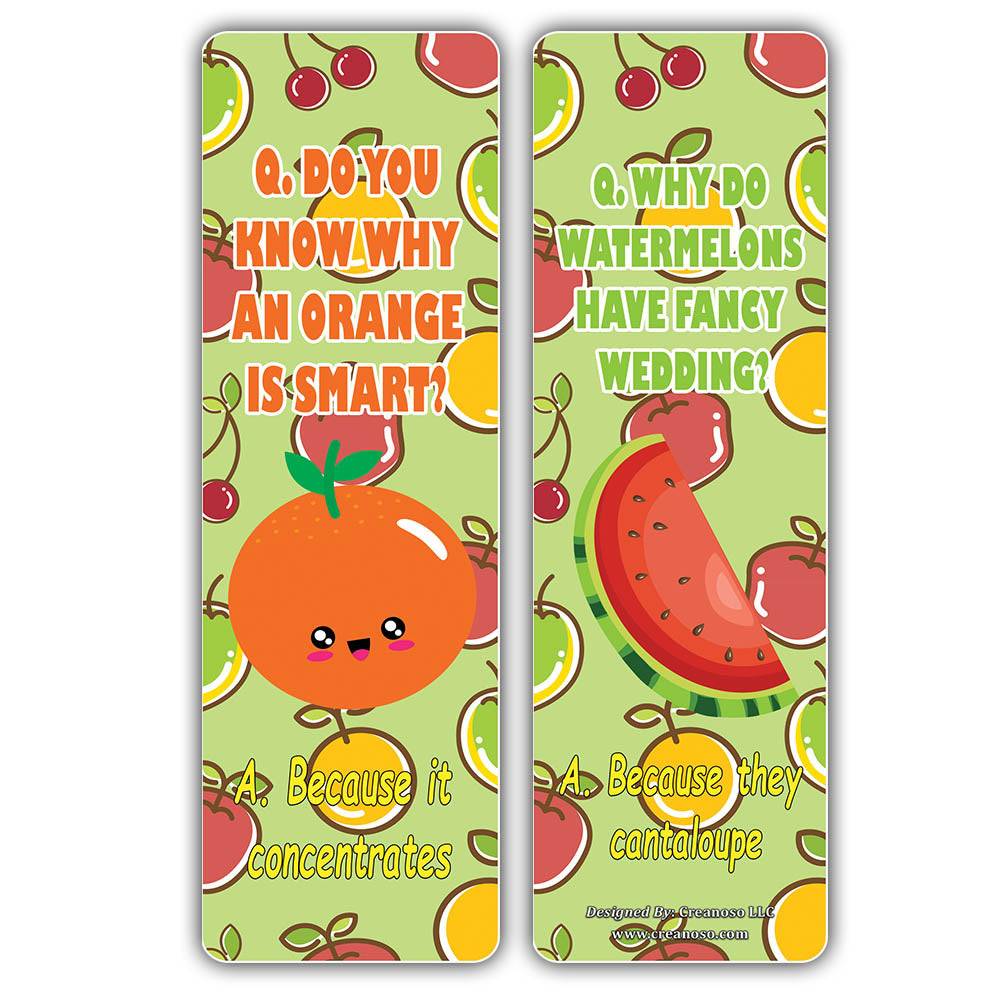Creanoso Funny Fruit and Veggies Lunch Jokes Bookmarks for Kids ÃƒÂ¢Ã¢