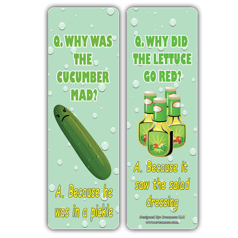 Creanoso Funny Fruit and Veggies Lunch Jokes Bookmarks for Kids ÃƒÂ¢Ã¢